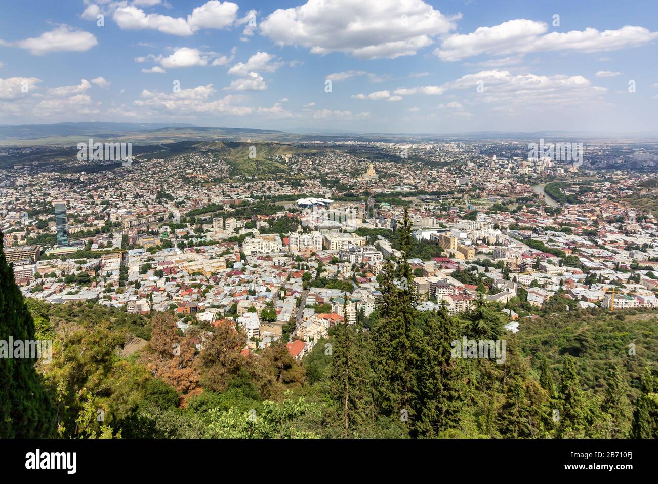 Cityscape of Tbilisi, Georgia as viewed from Mtatsminda View Point. The ...