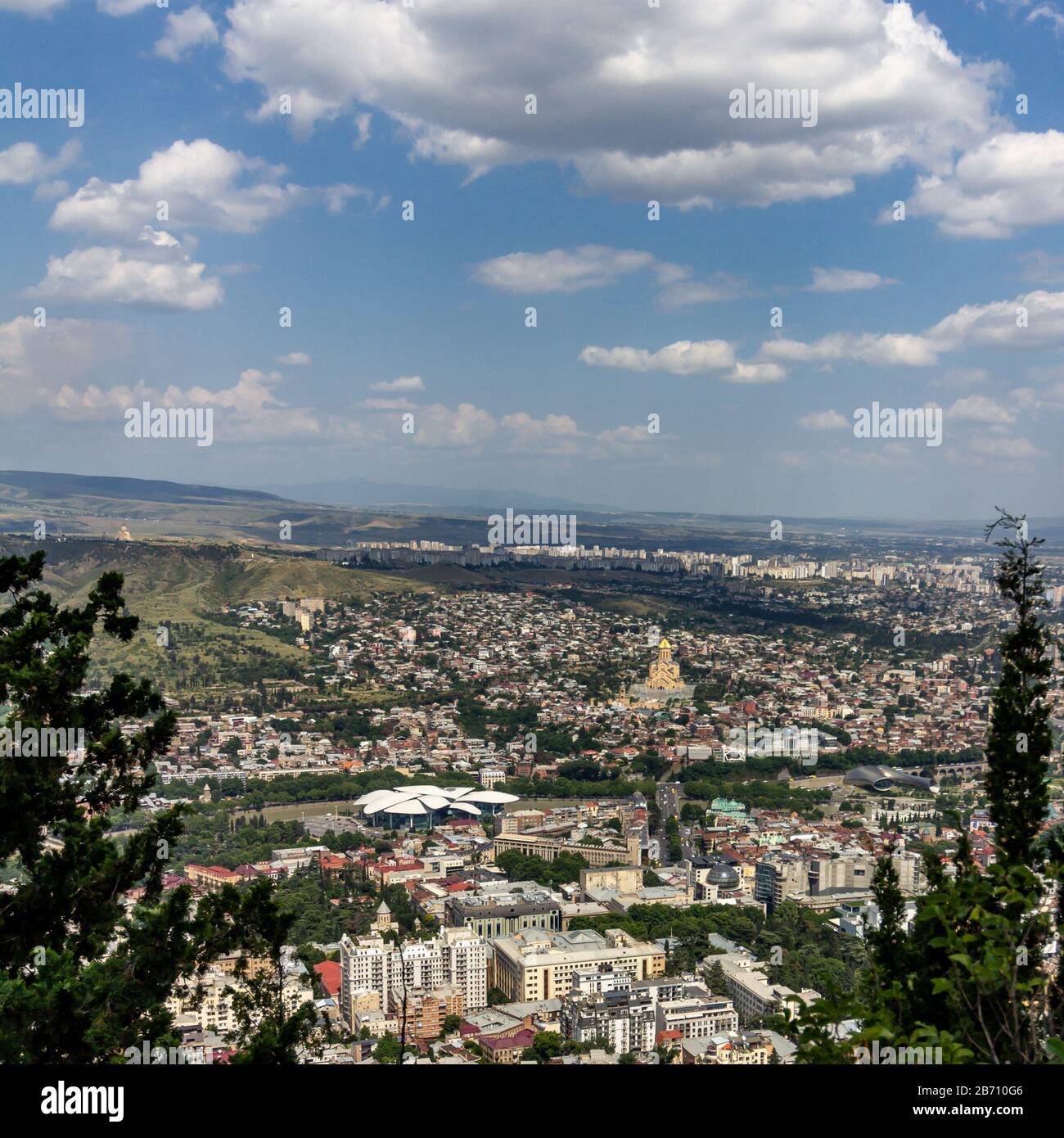 Cityscape of Tbilisi, Georgia as viewed from Mtatsminda View Point. The ...