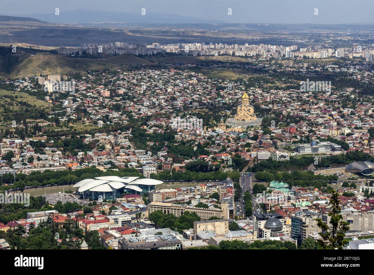 Cityscape of Tbilisi, Georgia as viewed from Mtatsminda View Point. The ...