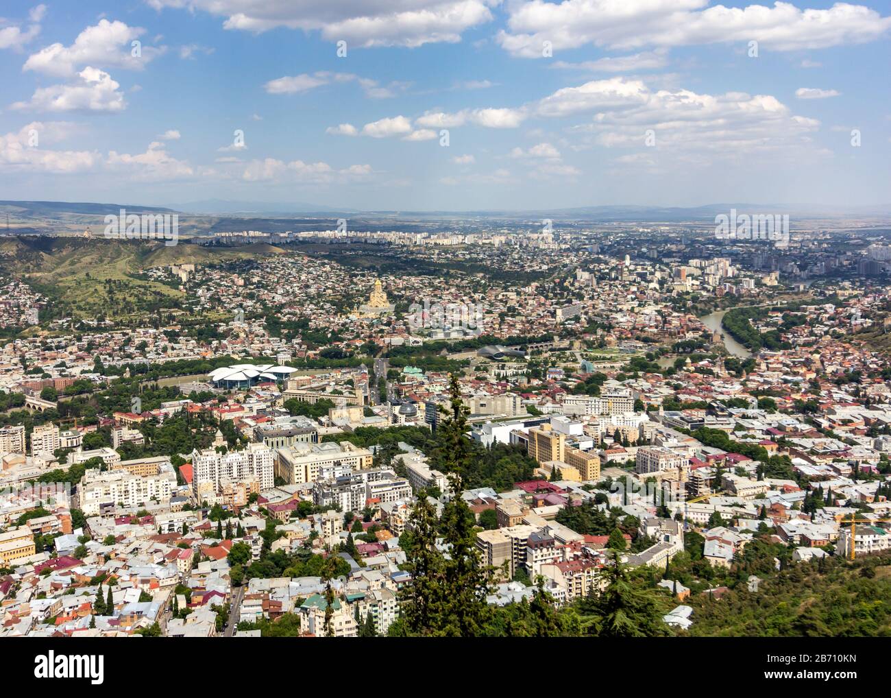 Cityscape of Tbilisi, Georgia as viewed from Mtatsminda View Point. The ...