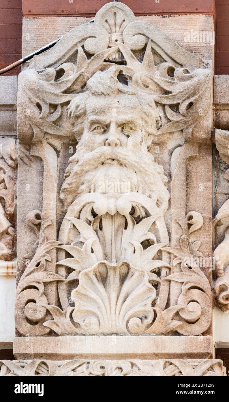 The limestone frieze of the Drhumor Building, in Asheville, NC, USA ...