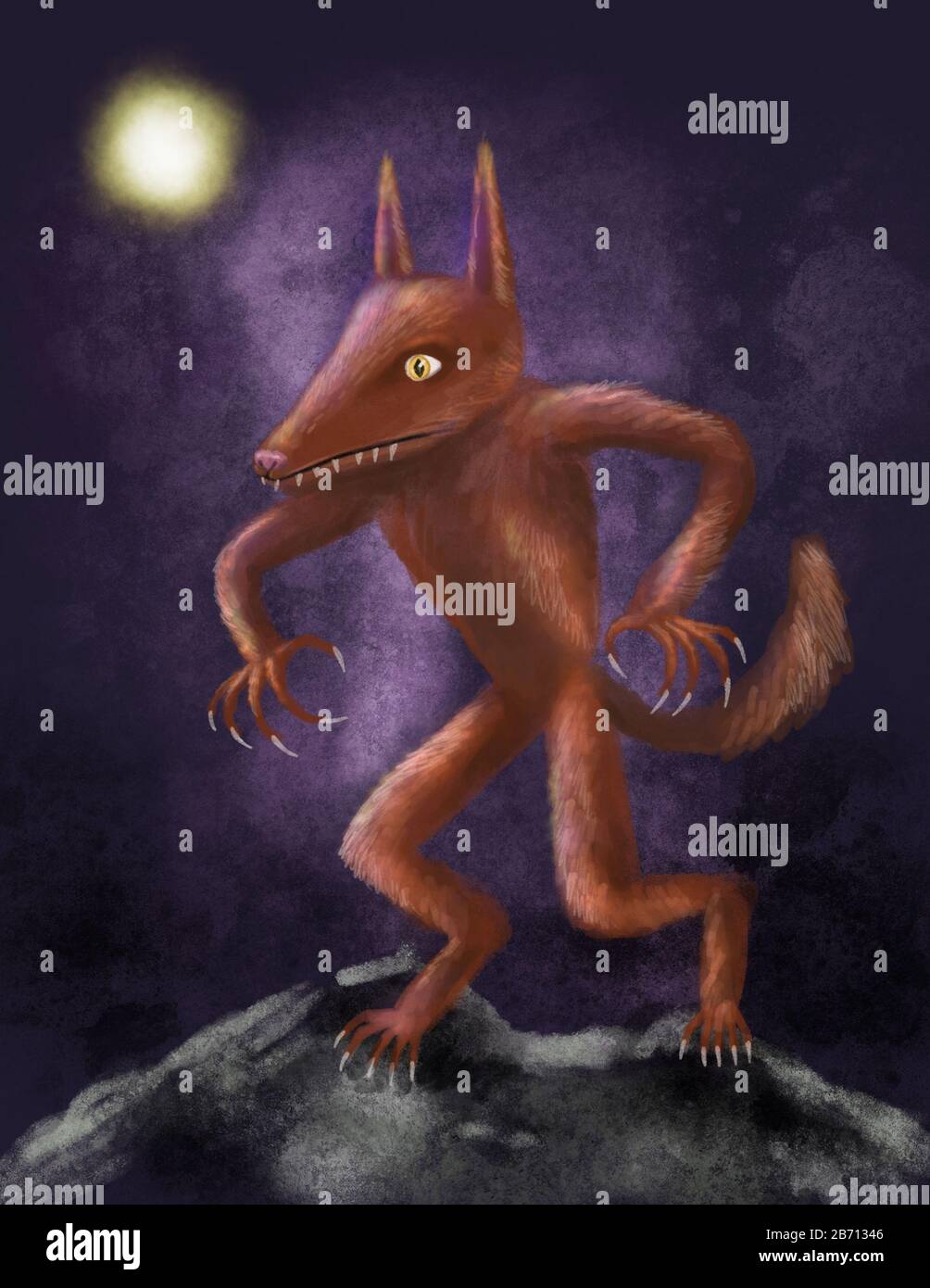 hand drawn werewolf illustration Stock Photo - Alamy