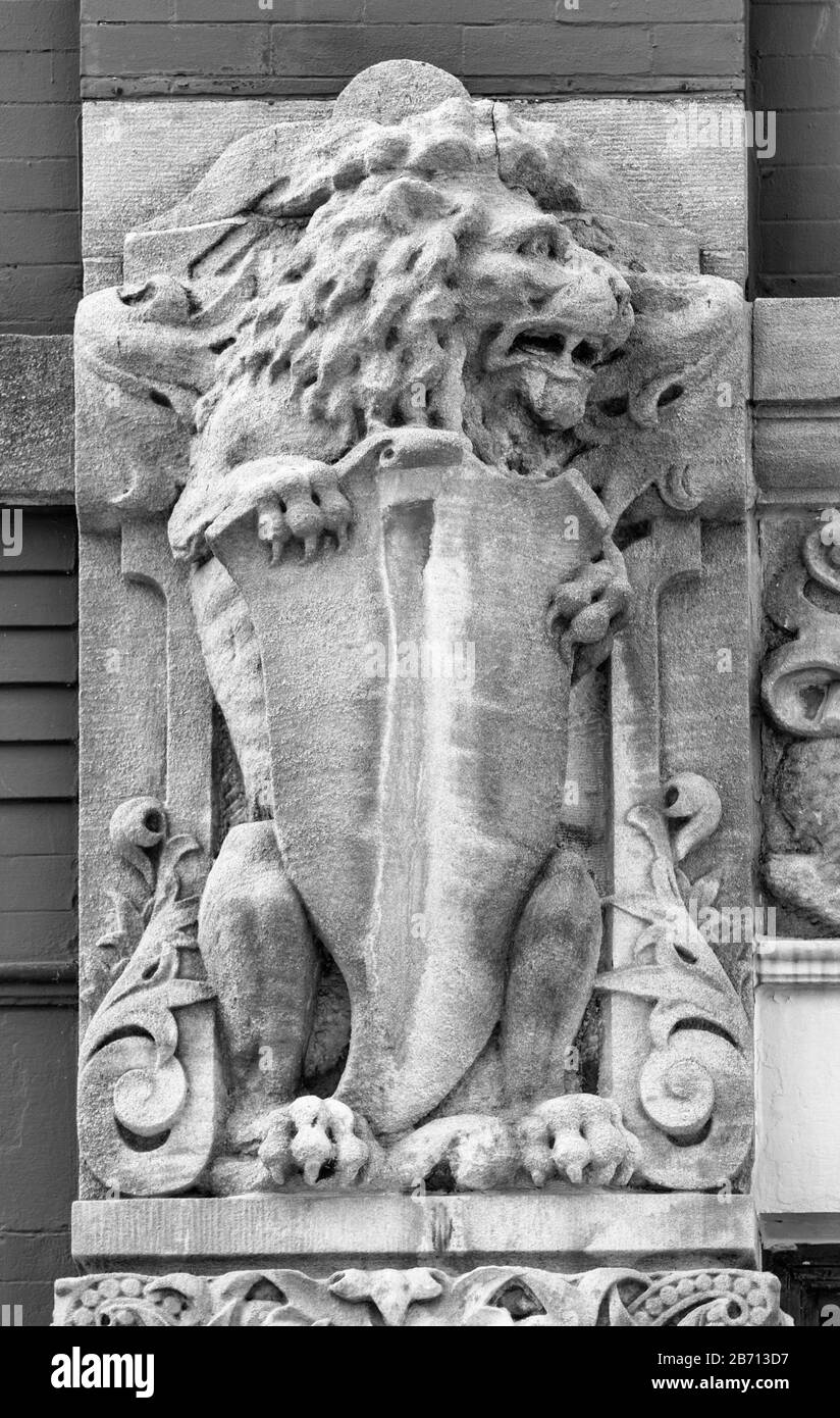 The limestone frieze of the Drhumor Building, in Asheville, NC, USA ...