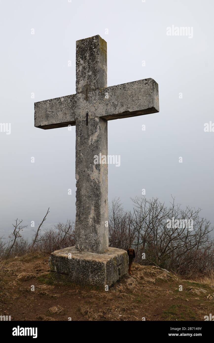 stone cross on the top of a mountain Stock Photo - Alamy