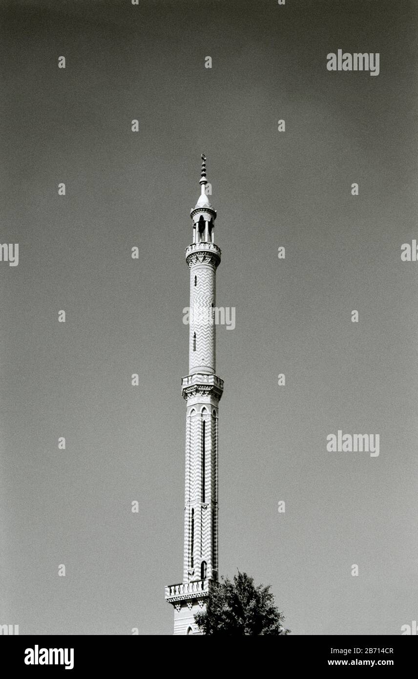 Black And White Travel Photography - Pencil thin mosque minaret in the ...