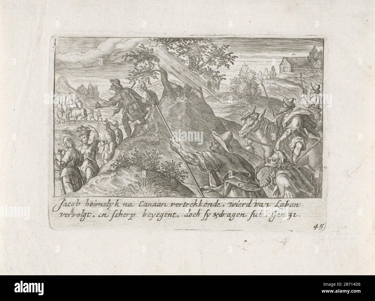 Laban achtervolgt Jakob Liber Genesis (serietitel) Jacob goes secretly ...