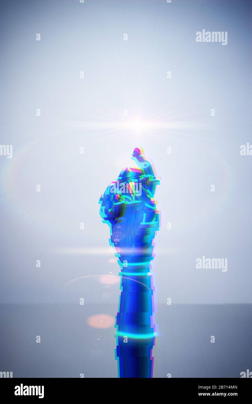 Robot arm, digital technology of future. Concept of virtual, augmented ...