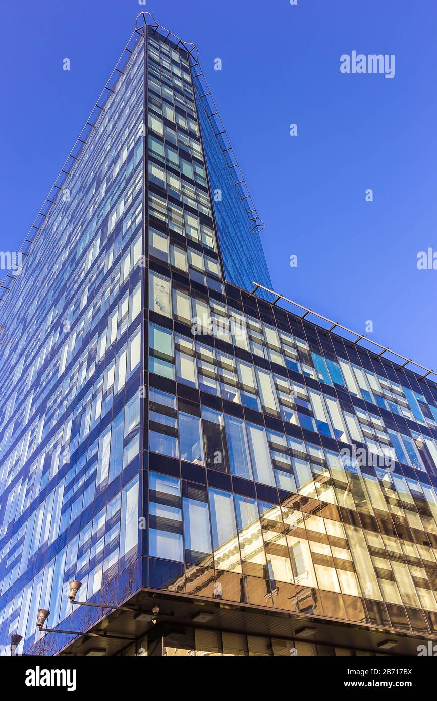 futuristic office building architecture geometry intersection facade ...