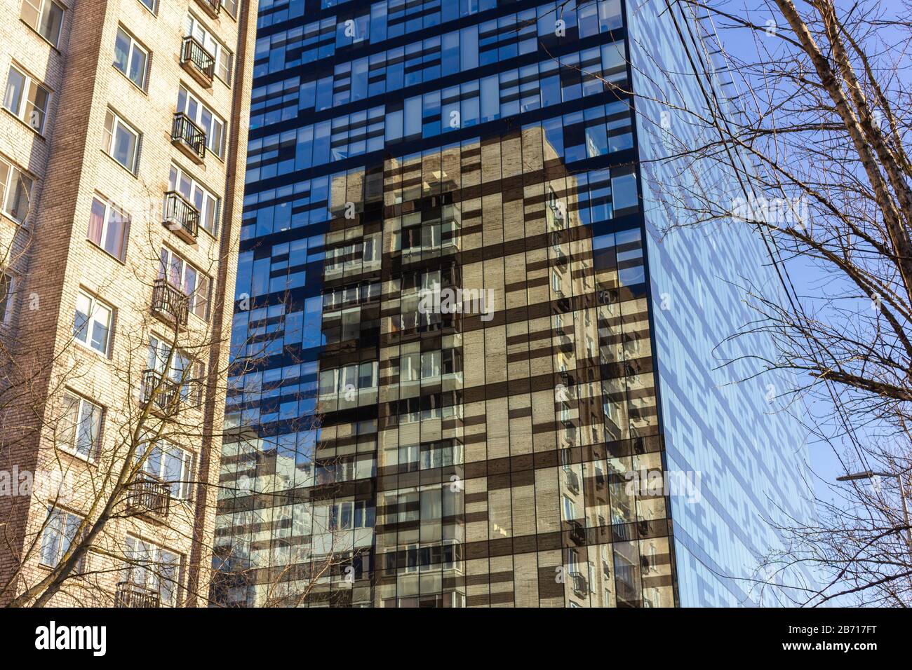 new and old building styles architecture differences Stock Photo - Alamy
