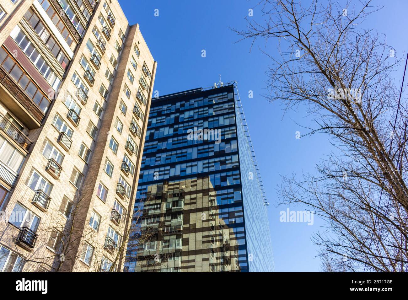 new and old building styles architecture differences Stock Photo - Alamy