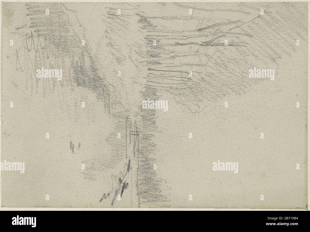 Landschap met bomen langs een vaart Landscape with trees along a canal ...