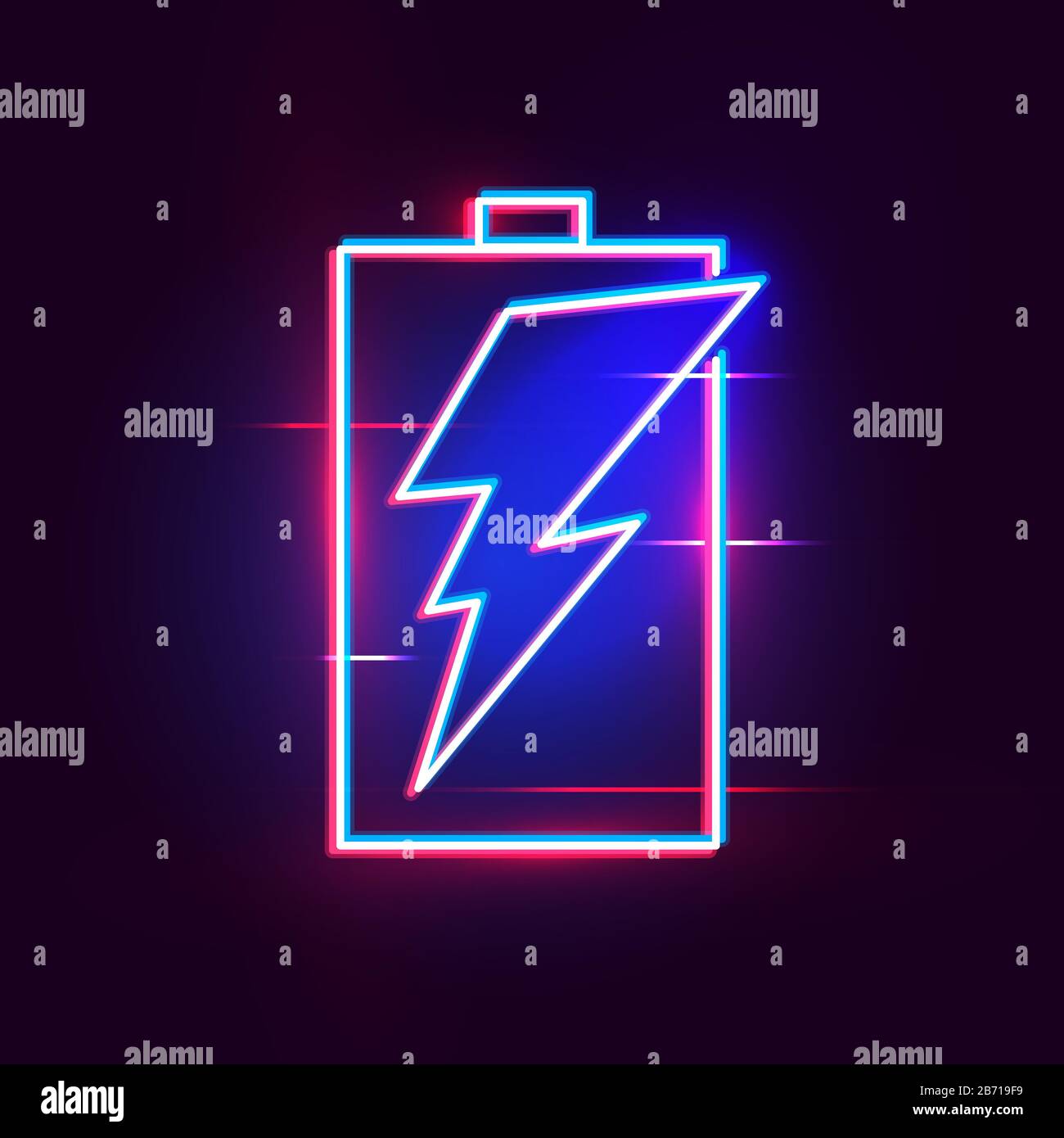 Neon Battery Icon. Illustration. for Your Website Stock Vector Image ...