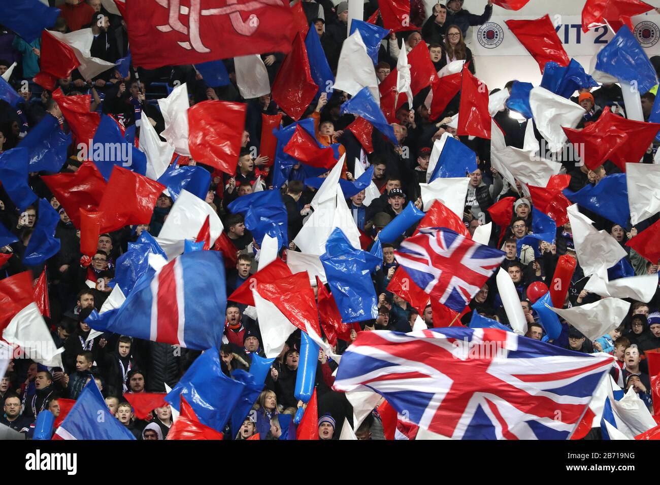 Rangers fans in the stands show their support during the UEFA Europa ...