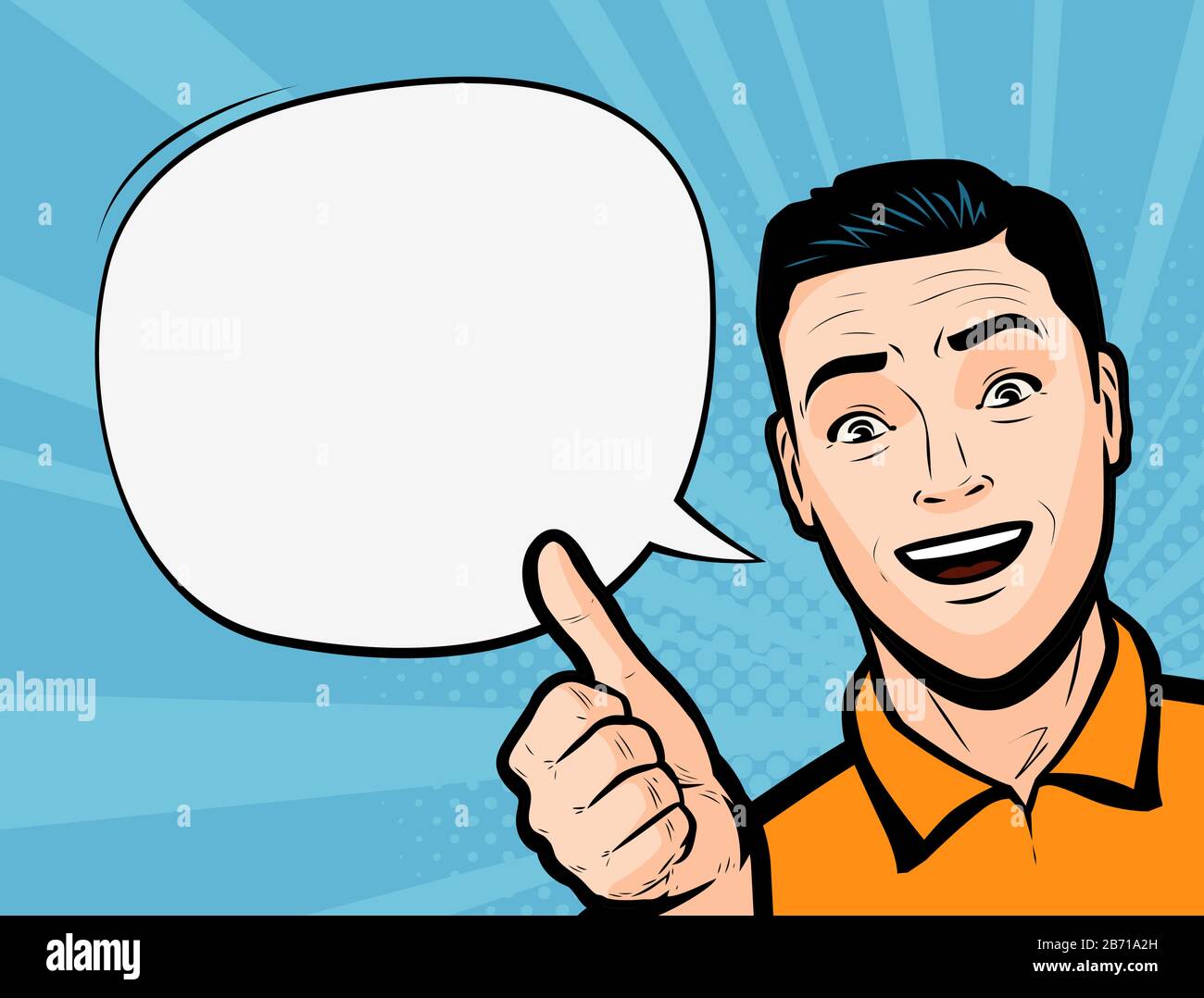 Young Man Showing Thumbs Up Retro Comic Pop Art Vector Illustration