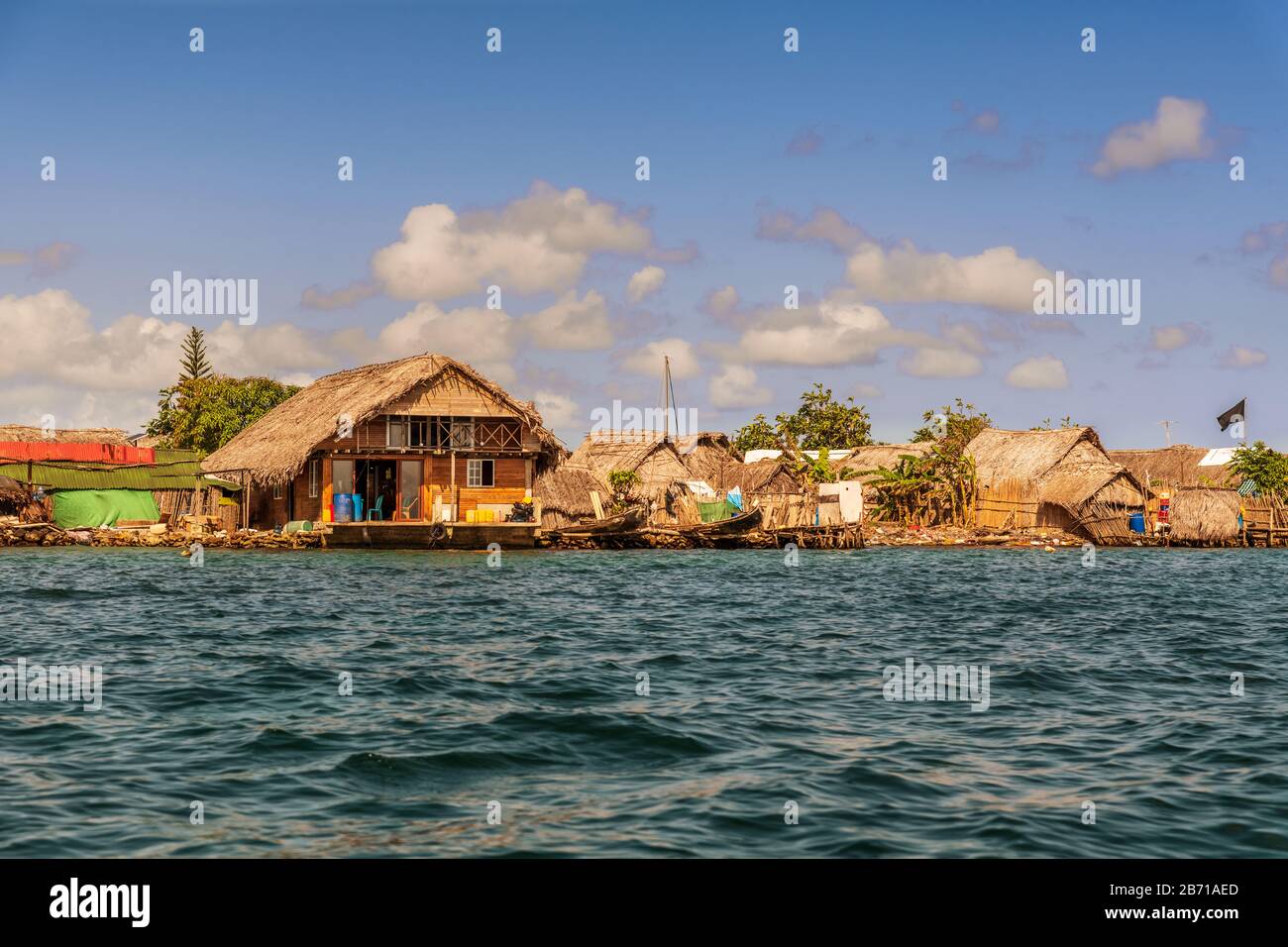 San Blas, Panama - Feb 25, 2020: Native Guna people huts on San Blas ...