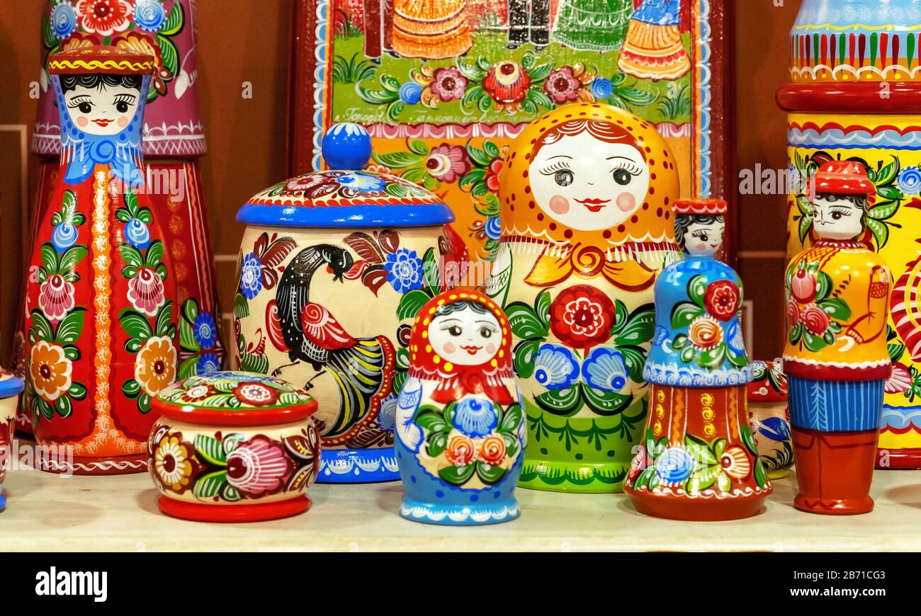 Russian wooden doll matryoshka. Traditional souvenir from Russia is a ...