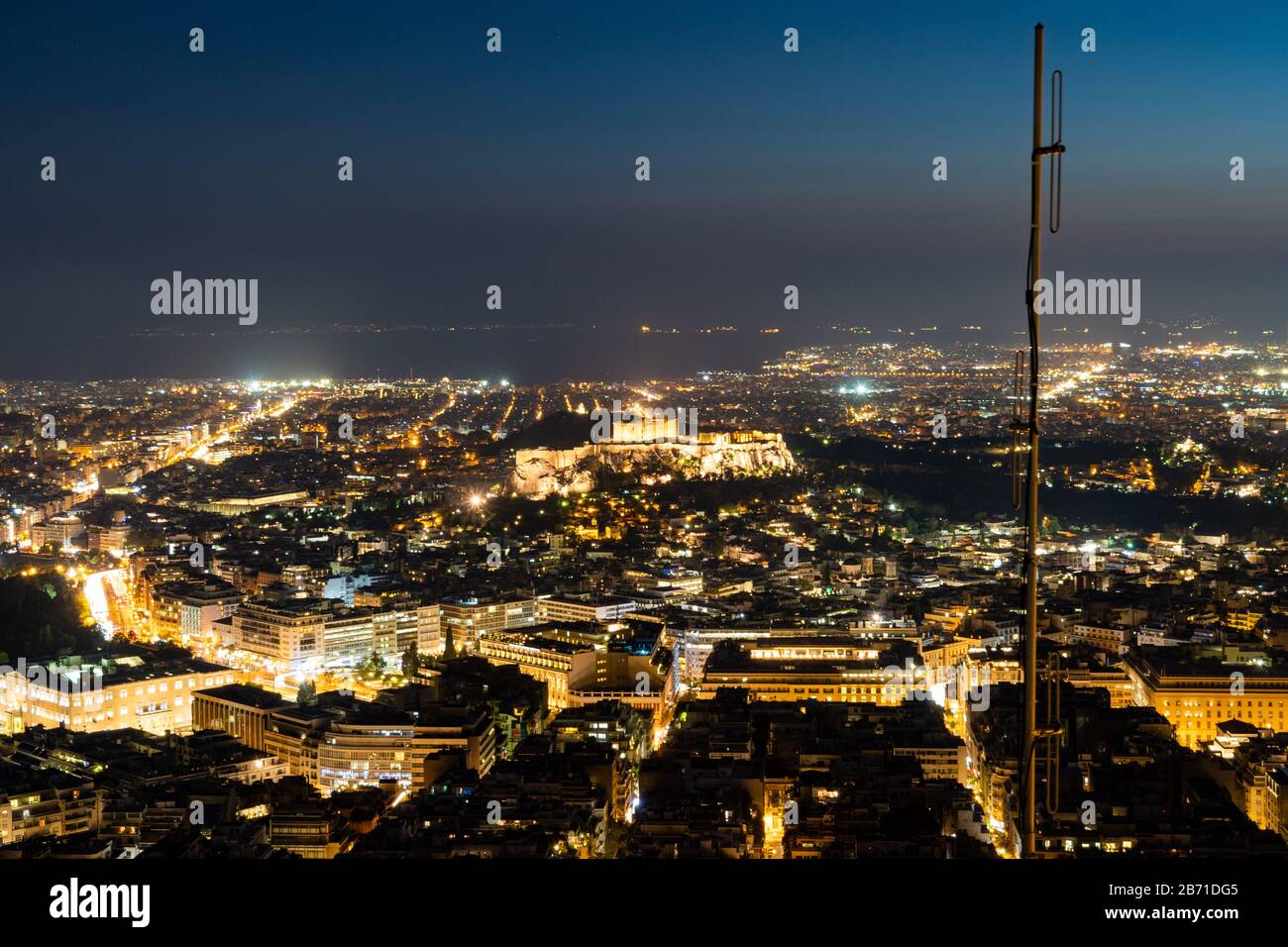 Athens city at night with parliament hi-res stock photography and ...