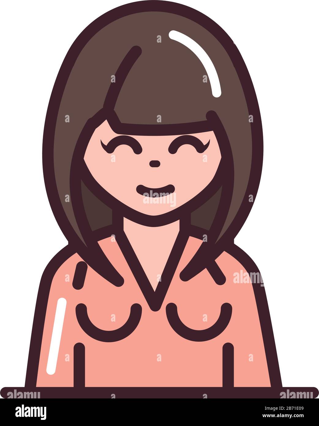 Avatar Woman Female Character Portrait Cartoon Vector Illustration Line