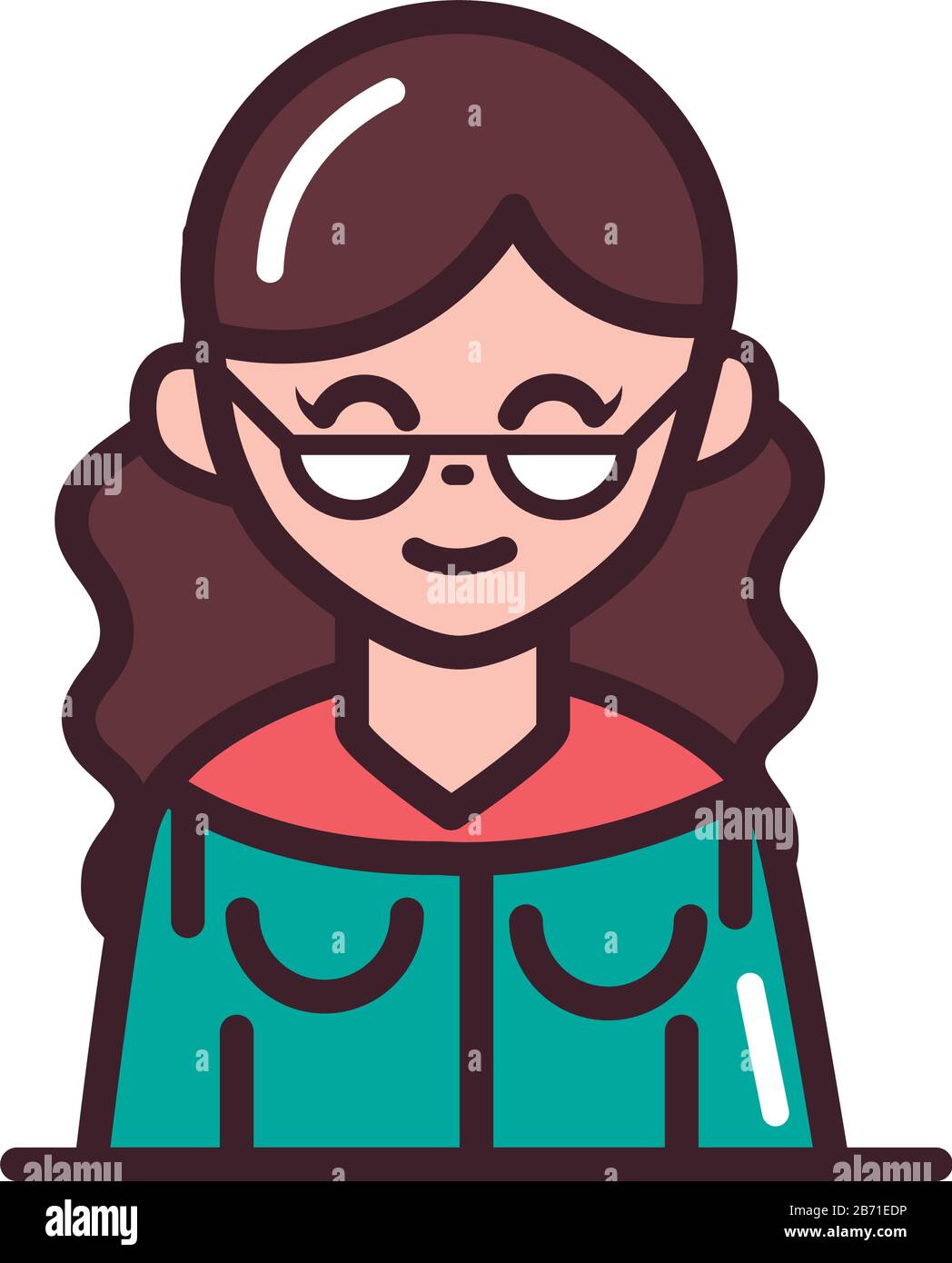 avatar woman female character portrait cartoon vector illustration line ...