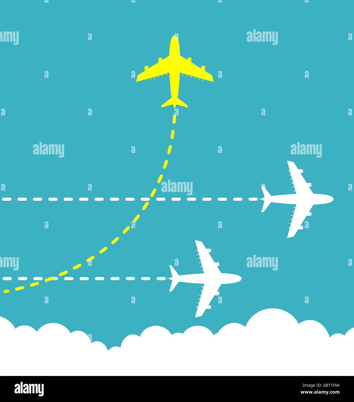 Think different business concept illustration, Bright yellow airplane ...