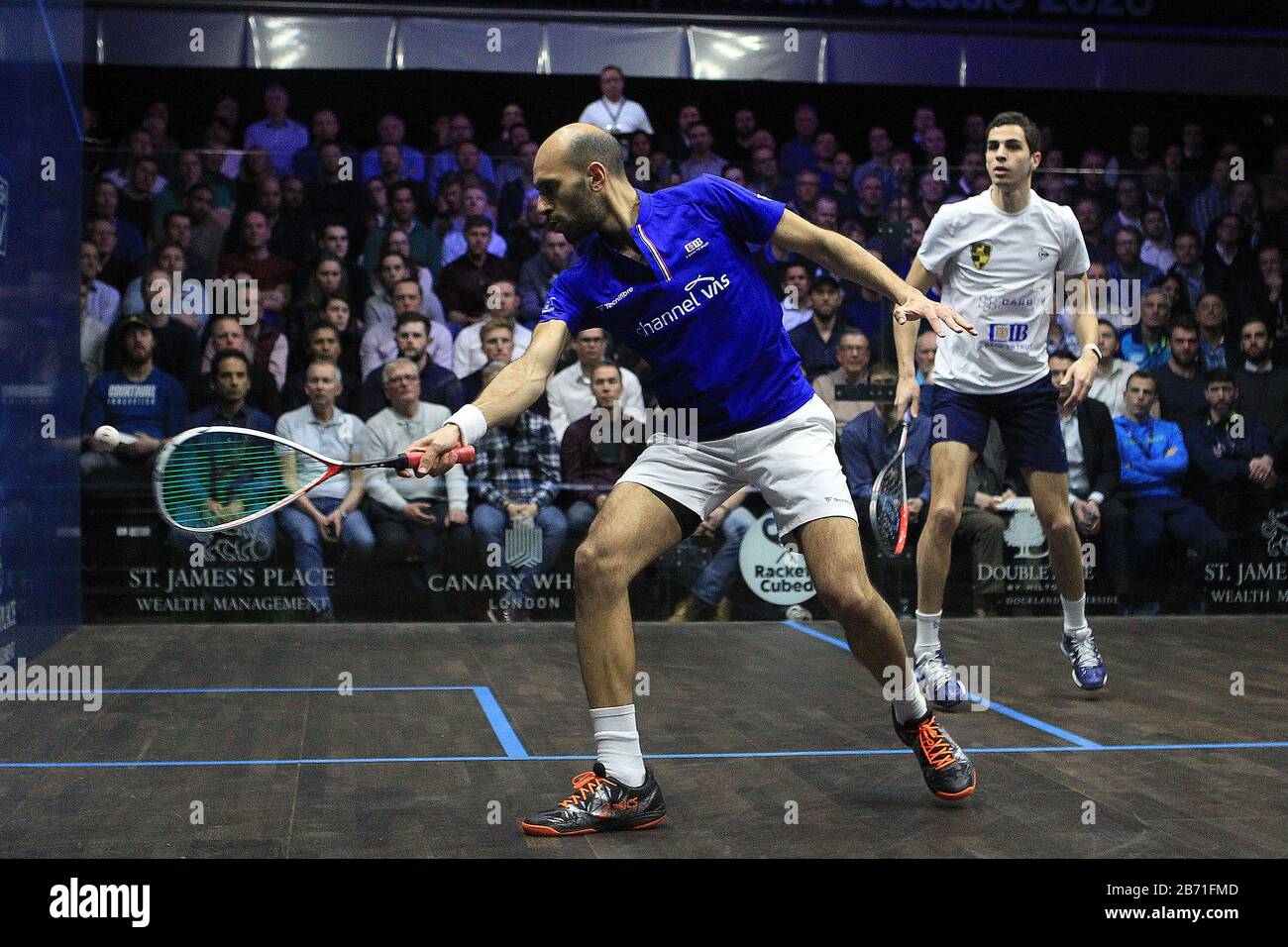 London, UK. 12th Mar, 2020. Marwan Elshorbagy of Egypt (Blue Shirt) in ...