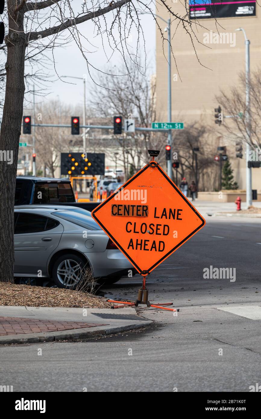 Closed lane sign hi-res stock photography and images - Alamy