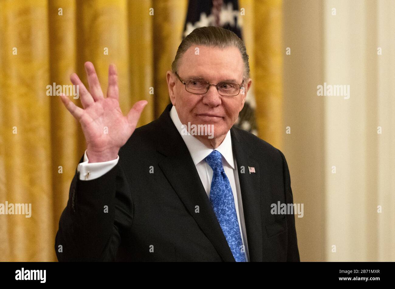 United States Army General John M. "Jack" Keane (retired) waves prior ...