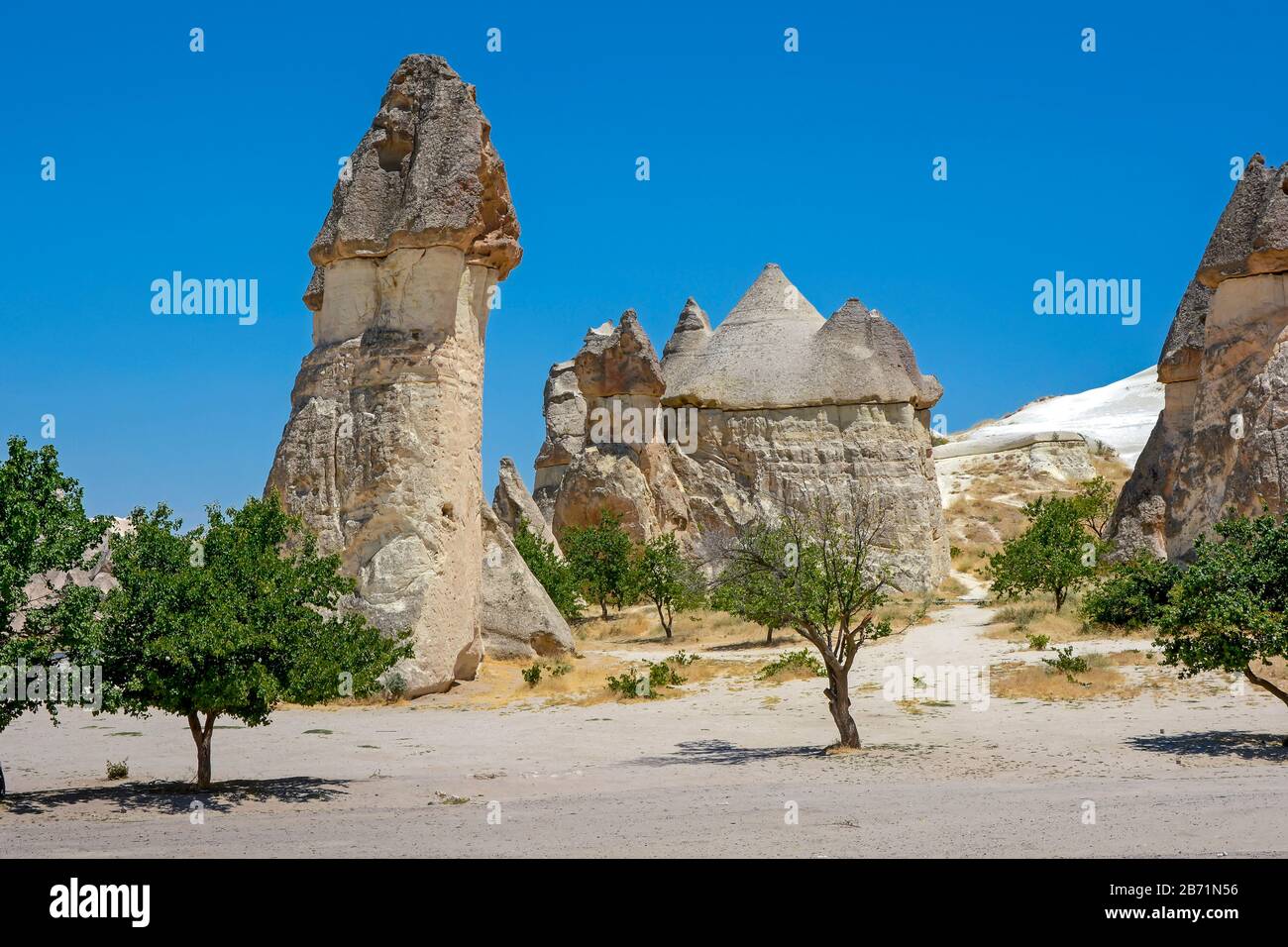 Typical and inhabited rock formations in the Cappadocia region of ...
