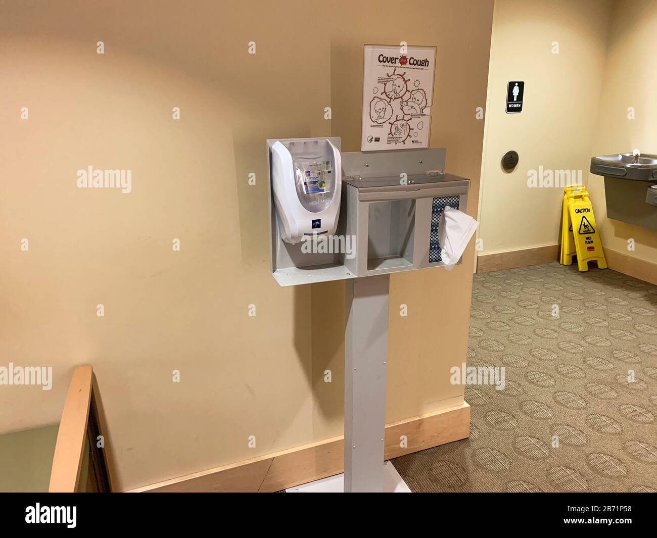 Dayton, OH- Mar 11, 2020: Hand sanitizer station in hospital in ...