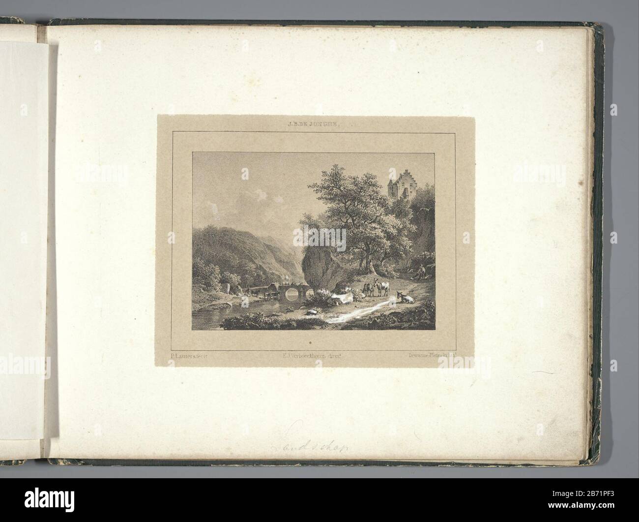 Landschap Print out album with twelve early lithographs produced by the ...