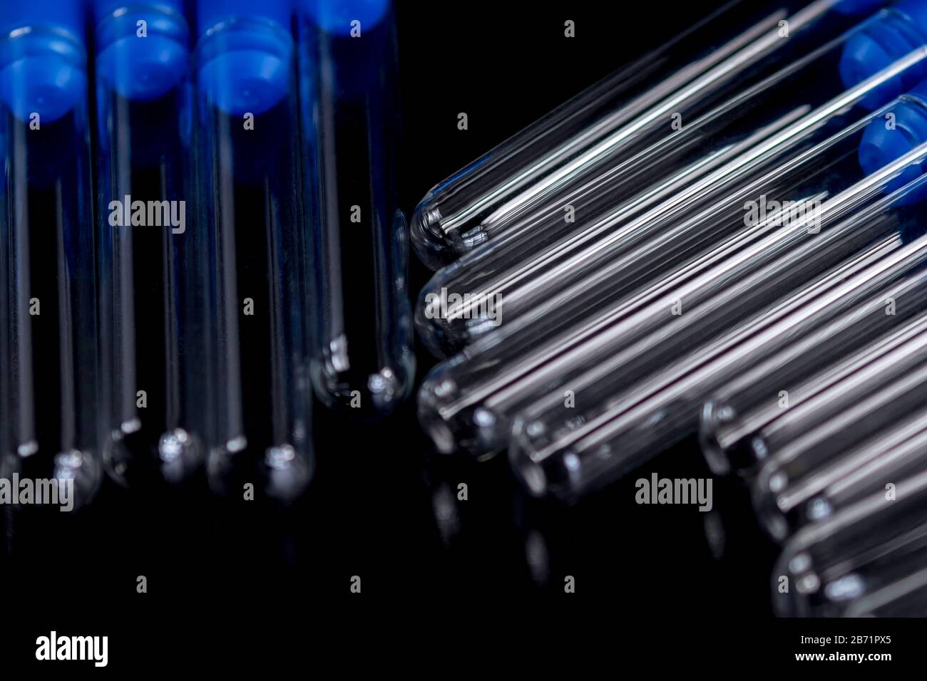 Laboratory Test Tubes on Black Background, Health care concept Stock ...
