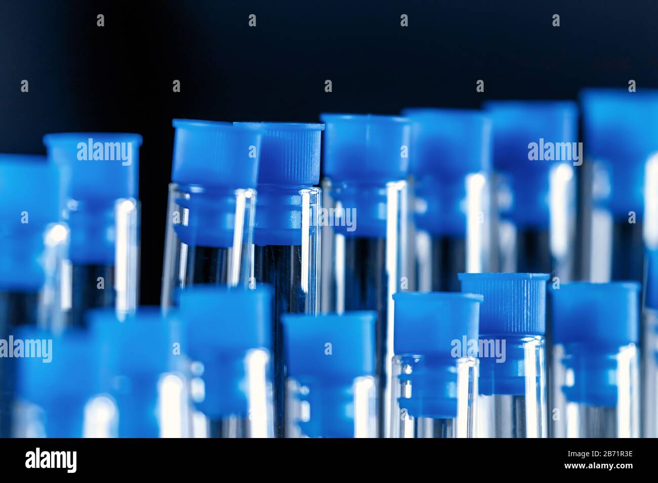 Laboratory Test Tubes on Black Background, Health care concept Stock ...
