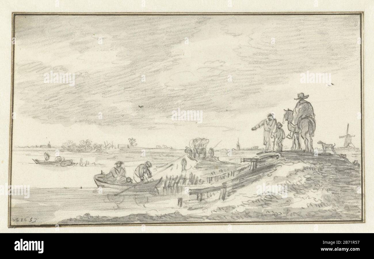 Landweg langs een vaart Country road along a canal type of object ...