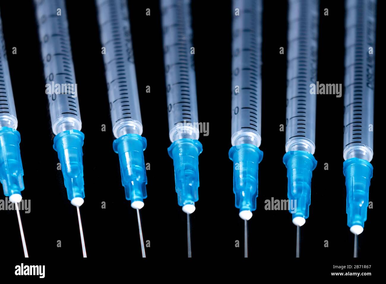 Medical Syringes Needle on Black Background, Close up Syringe, Health ...