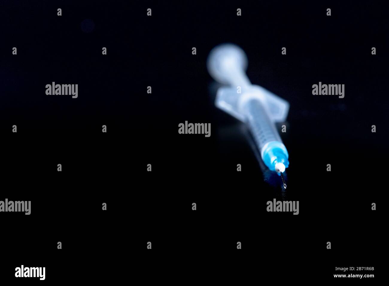 Medical Syringe, Hypodermic Syringe Closeup on Black Background Stock ...