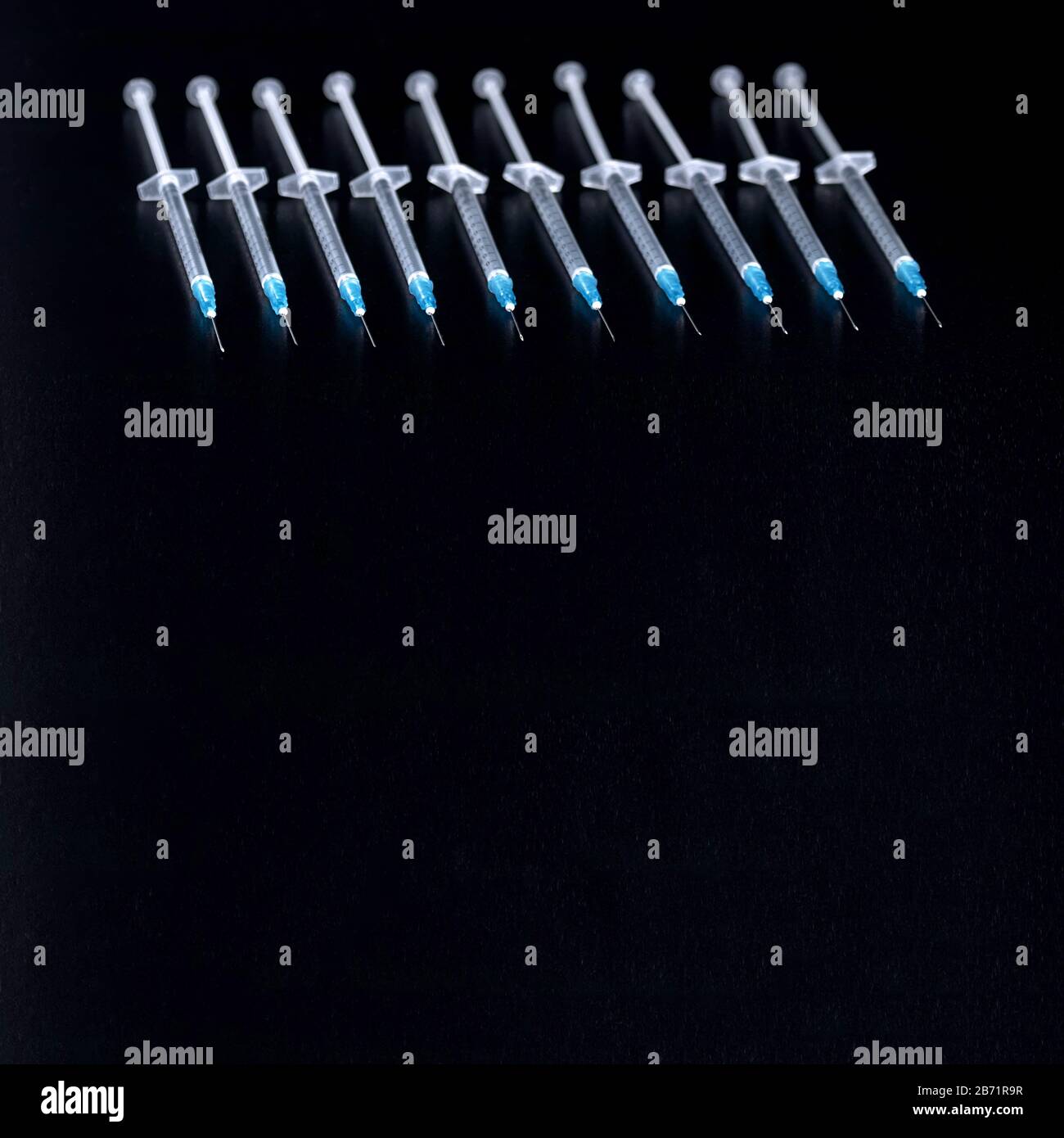 Medical Syringes Needle on Black Background, Close up Syringe, Health ...