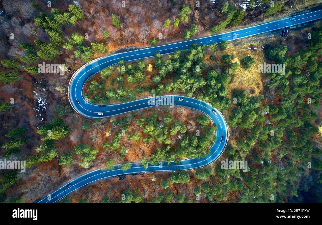 Forestry areal view with road hi-res stock photography and images - Alamy
