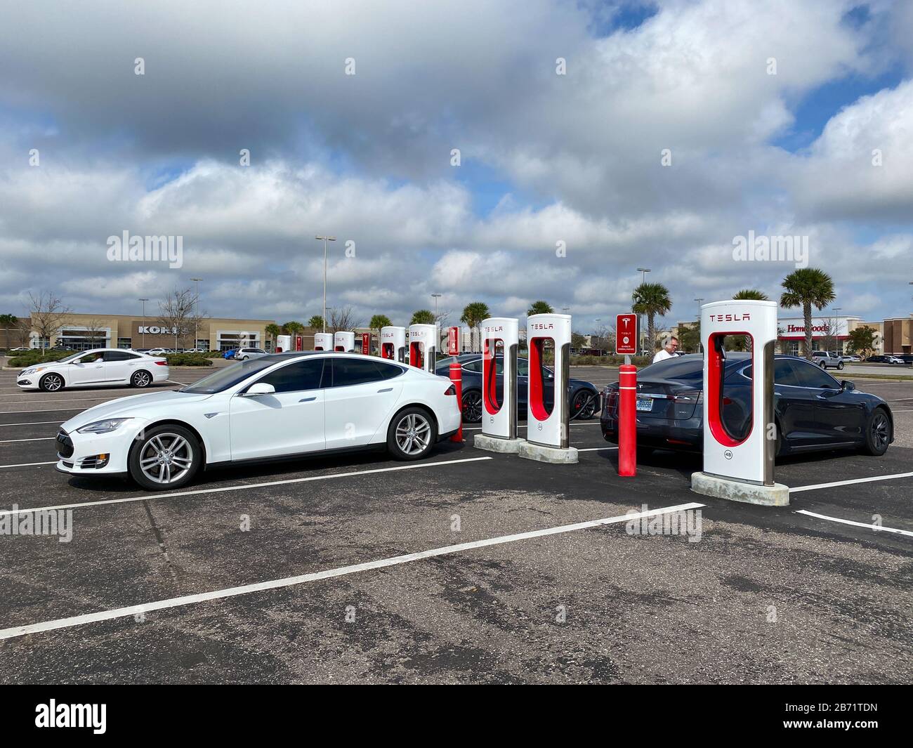 Tesla Charging Station In Parking High Resolution Stock Photography and ...
