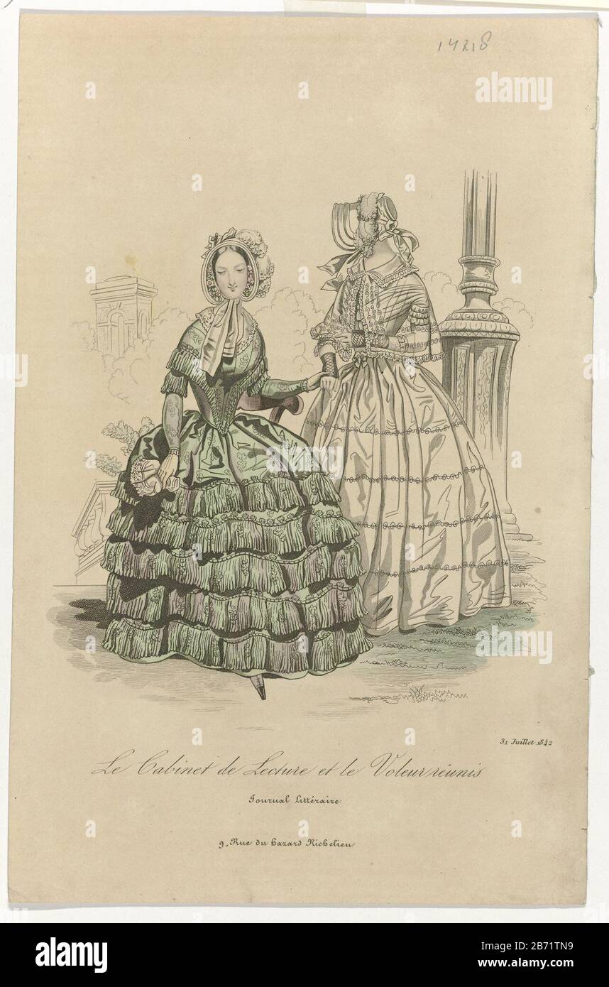 Two women on the streets, a triumphal arch in the background. Left ...