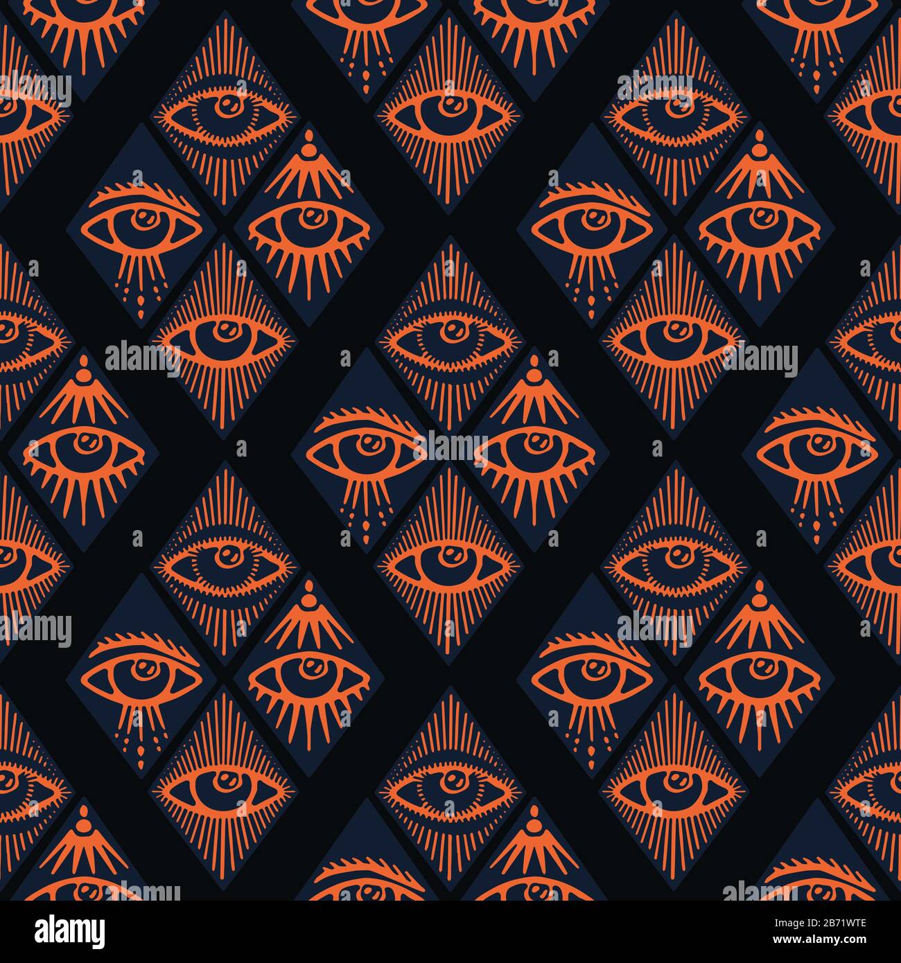 Dark hand drawn magic third eye seamless pattern. Spiritual magical ...
