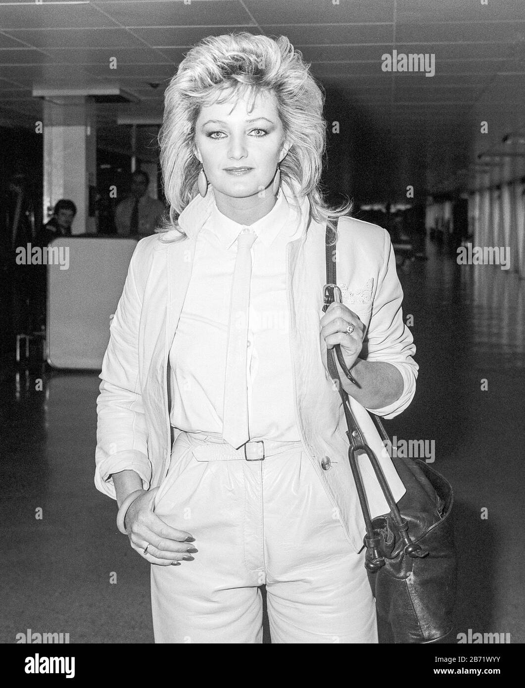 Welsh popular singer Bonnie Tyler leaving London's Heathrow Airport in ...