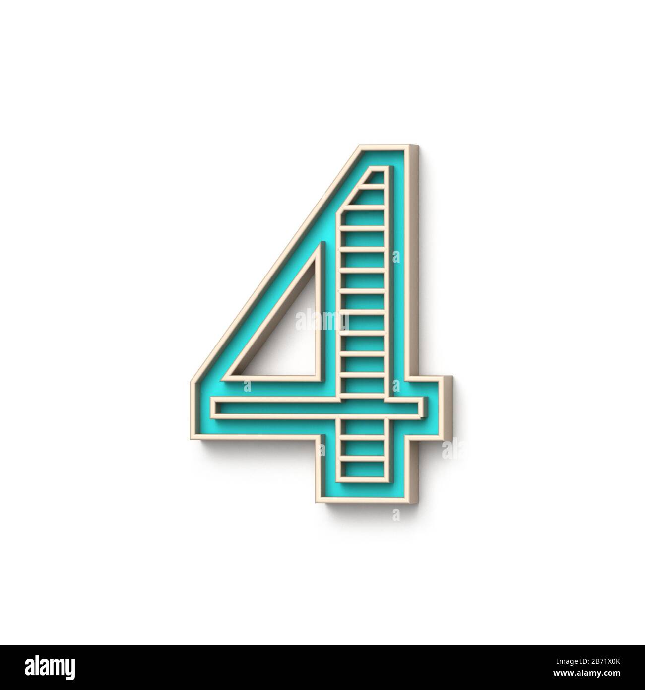 Classic old fashioned font Number 4 FOUR 3D render illustration ...