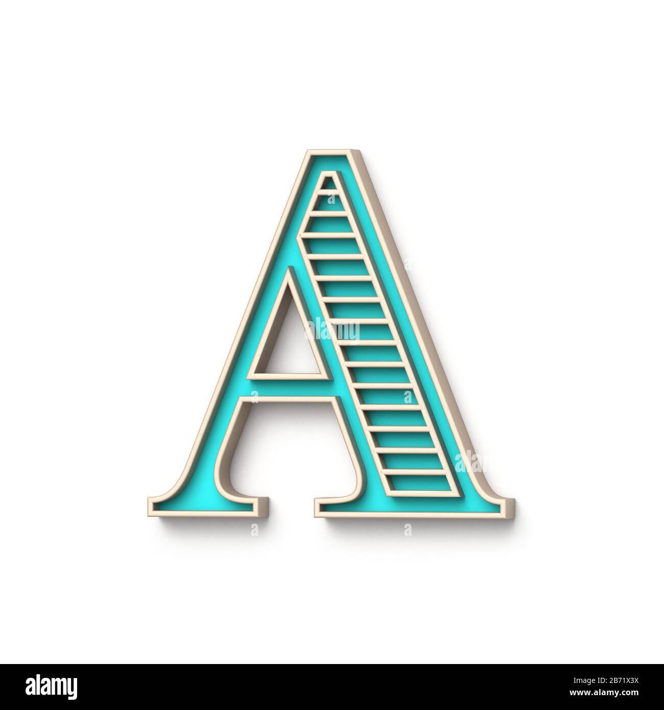 Classic old fashioned font Letter A 3D render illustration isolated on ...