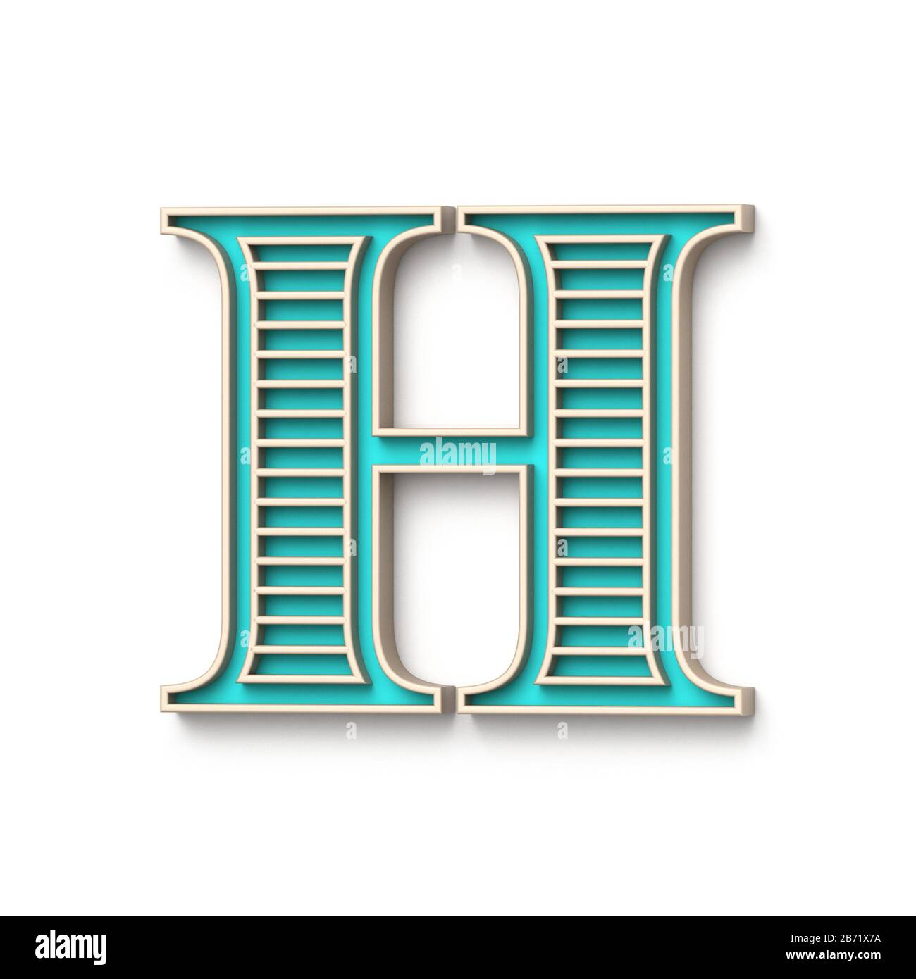 Classic old fashioned font Letter H 3D render illustration isolated on ...