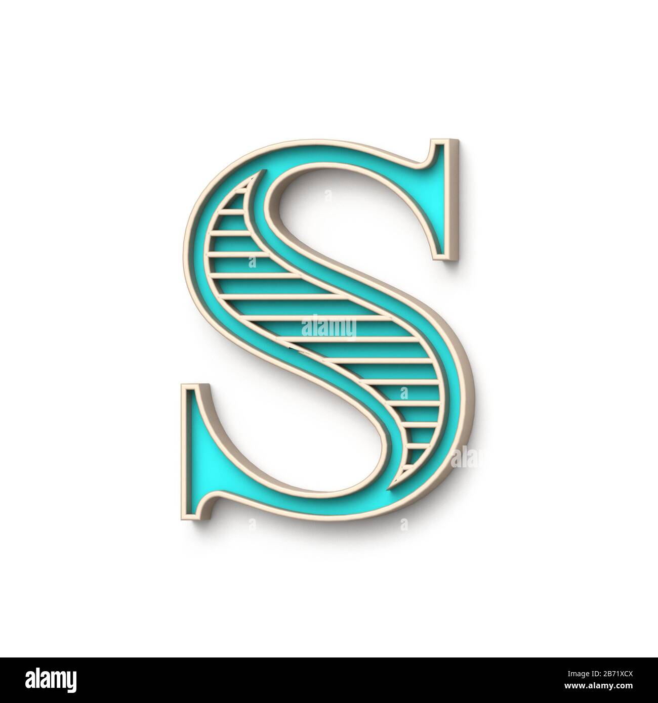 Classic old fashioned font Letter S 3D render illustration isolated on ...