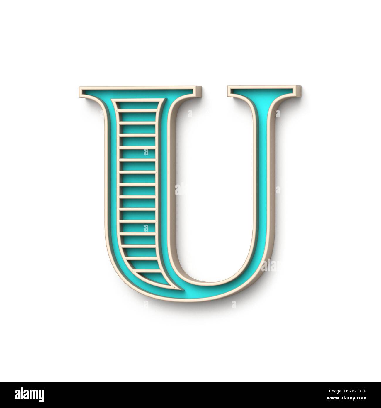 Classic old fashioned font Letter U 3D render illustration isolated on ...
