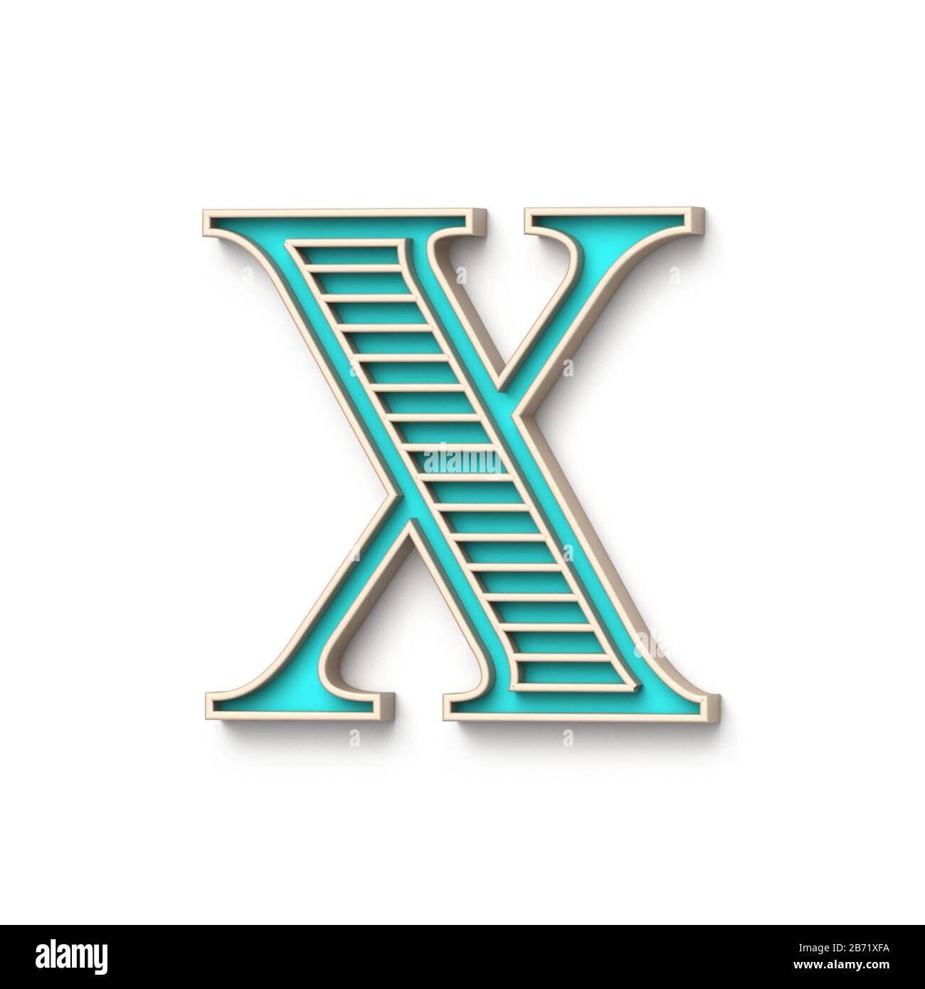 Classic old fashioned font Letter X 3D render illustration isolated on ...