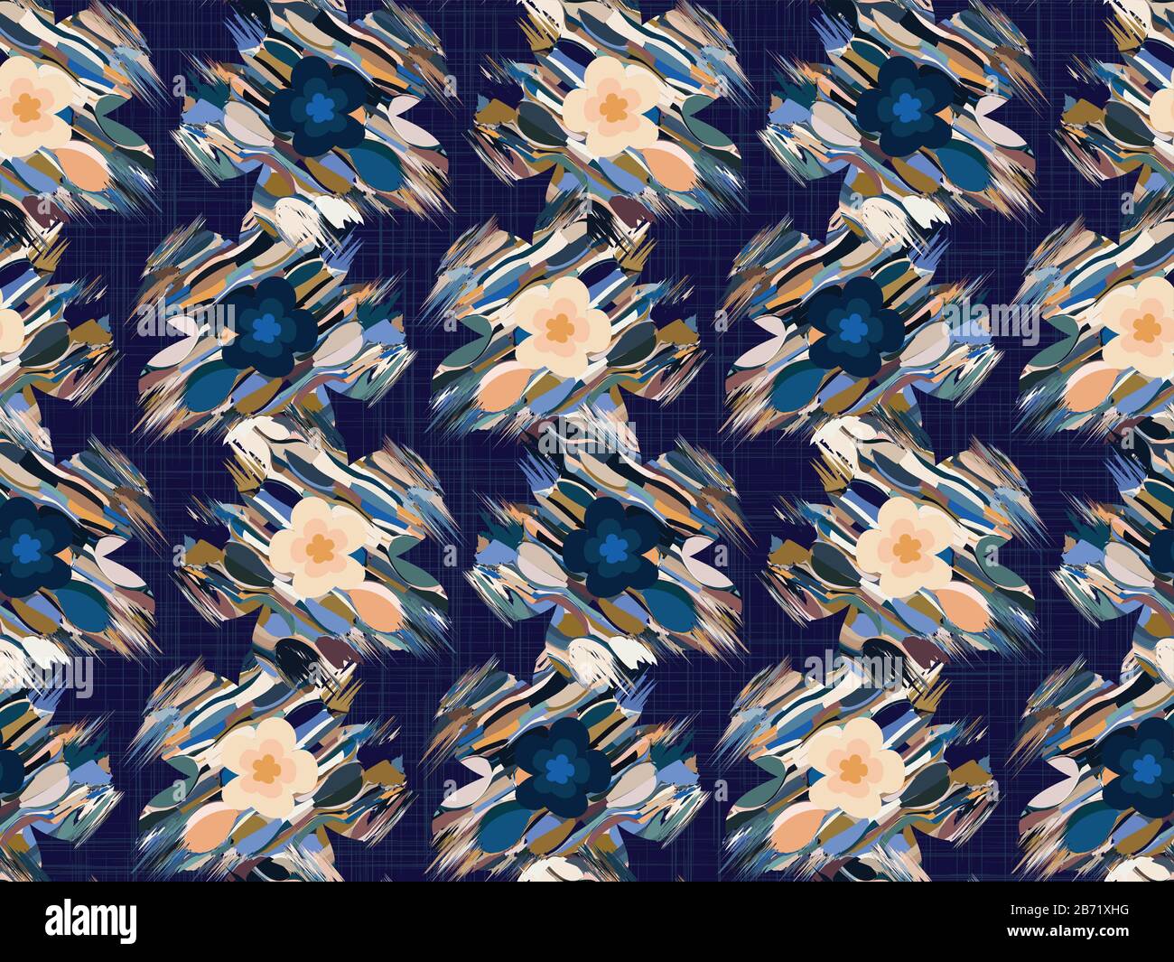 Distorted graphic glitch daisy flower seamless pattern. Modern retro ...