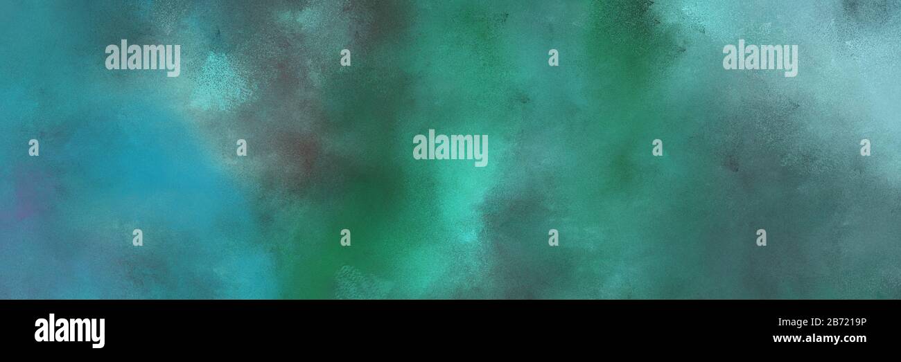 painted vintage horizontal background with teal blue, medium aqua marine and cadet blue color ...
