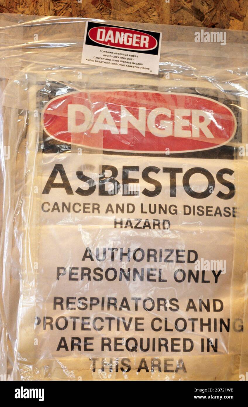 Austin, Texas USA: 'Danger Asbestos' sign at state office building ...